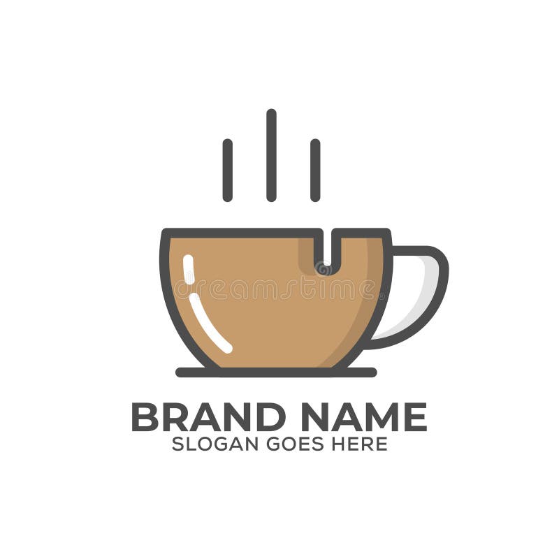 Fresh Coffee Cup Logo, Outline Coffee Shop Logo Template, Flat Design ...