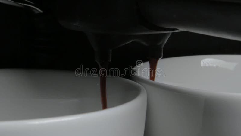 Fresh Coffee Flowing into Two Cups Stock Video - Video of restaurant ...