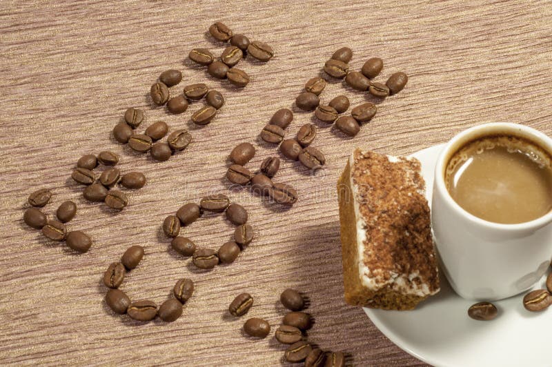Fresh Coffee Written in Coffee Beans Stock Photo - Image of beverage ...