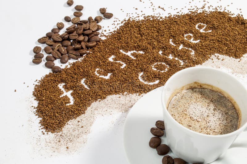 Fresh Coffee Written in Coffee Beans Stock Photo - Image of beverage ...