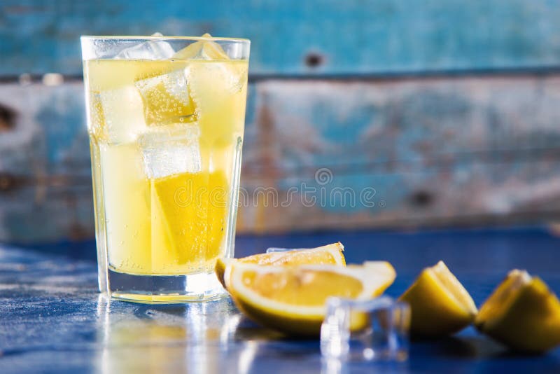 Cold lemon drink stock photo. Image of cube, cold, refreshing - 115123908