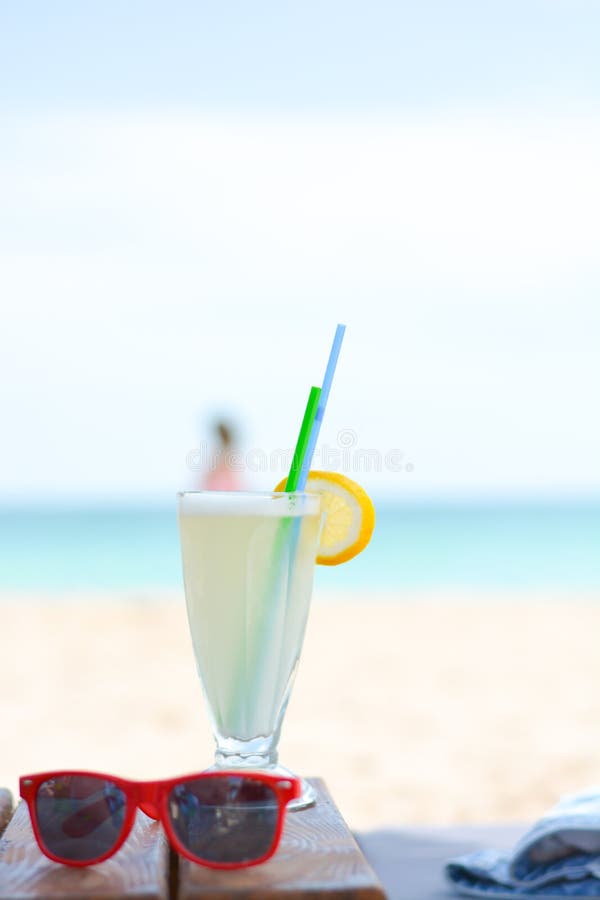 Fresh Cold Lemonade on a Sunny Beach Stock Photo - Image of sand ...