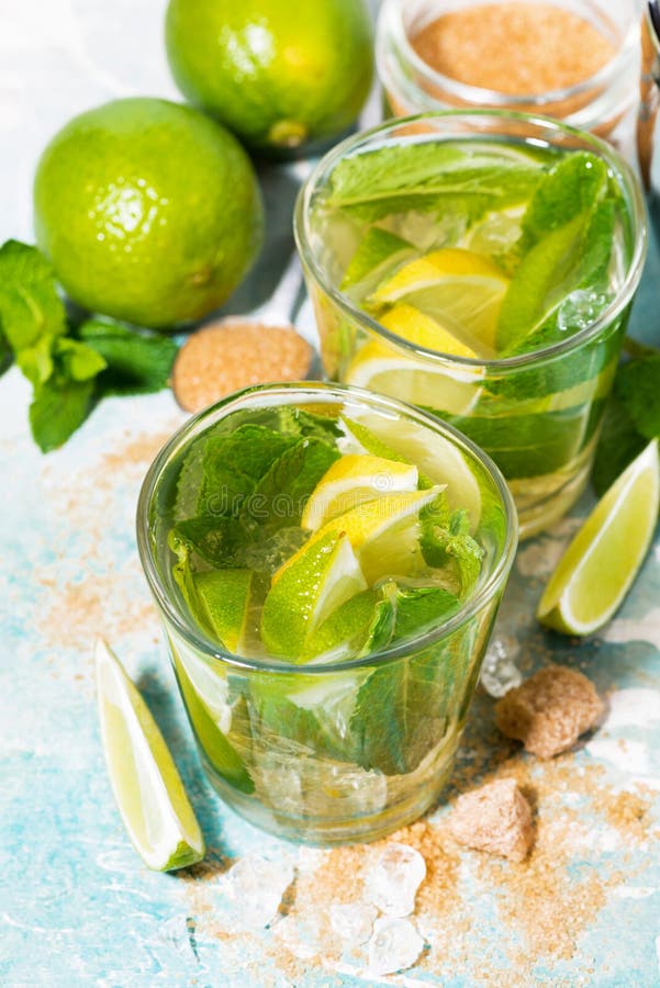 Fresh Cold Mojito Cocktail, Vertical Top View Stock Photo - Image of ...