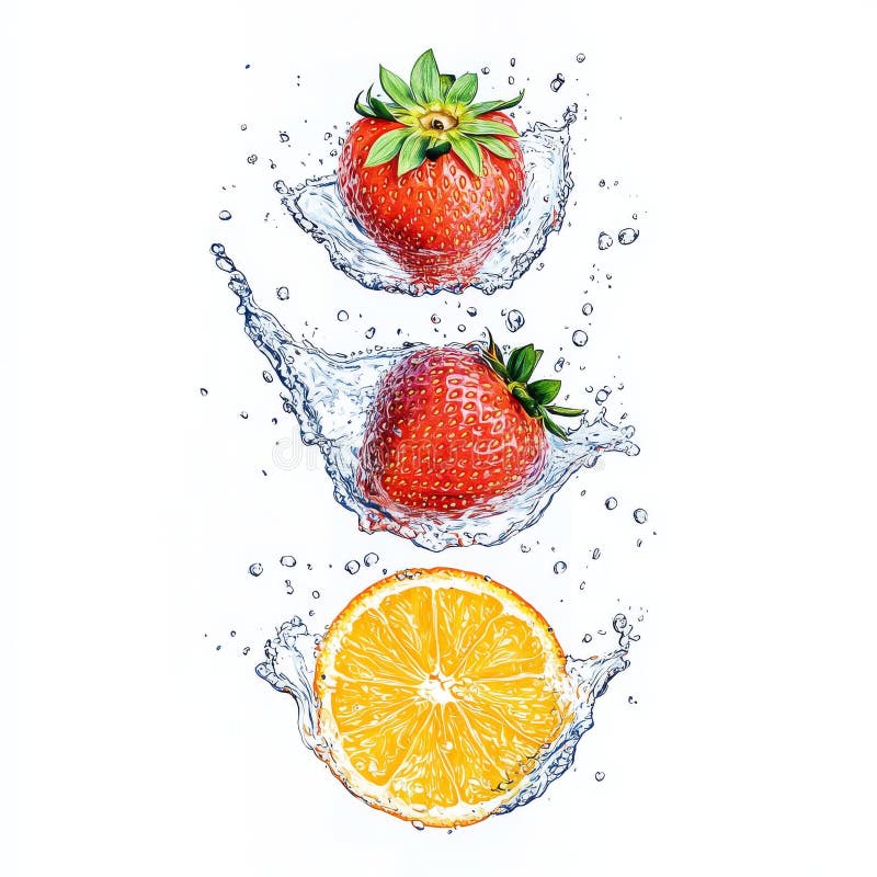 Fresh Cold Pure Flavored Water with Orange, Strawberry, and Orange ...