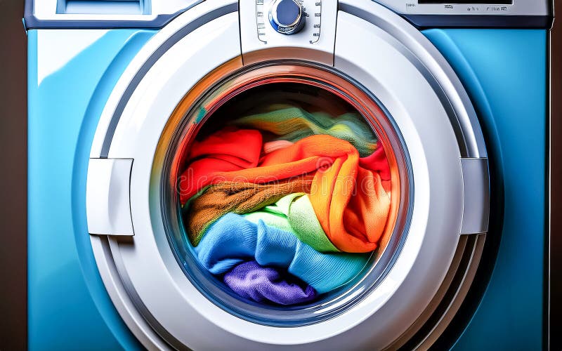 Fresh Colored Laundry in the Washing Machine Stock Illustration ...