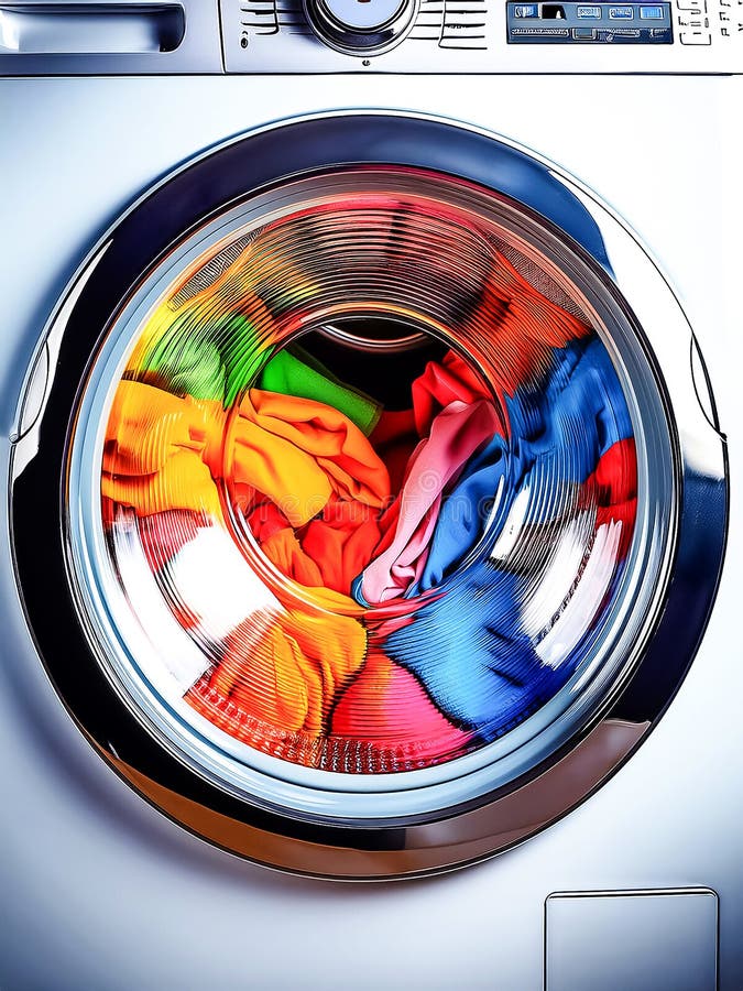 Fresh Colored Laundry in the Washing Machine Stock Illustration ...