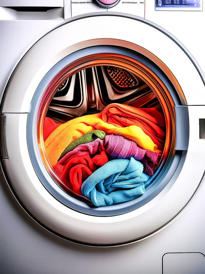 Fresh Colored Laundry in the Washing Machine Stock Illustration ...
