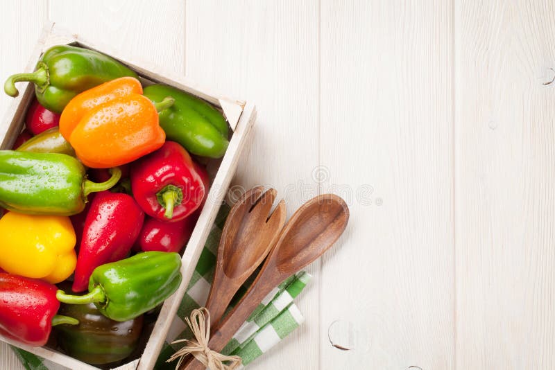Fresh Colorful Bell Pepper Box Stock Photo - Image of color, space ...