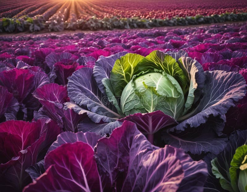 Fresh Colorful Cabbage in a Farmer S Field Stock Photo - Image of plant ...