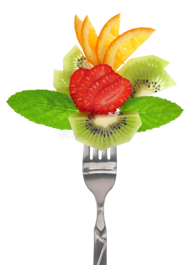 Fresh Colorful Fruits on Fork Stock Image - Image of diet, food: 51965953