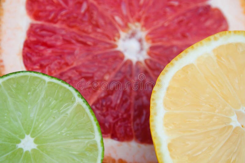 Fresh Colorful Tropical Fruits - Lemon, Lime, Grapefruit Stock Photo ...