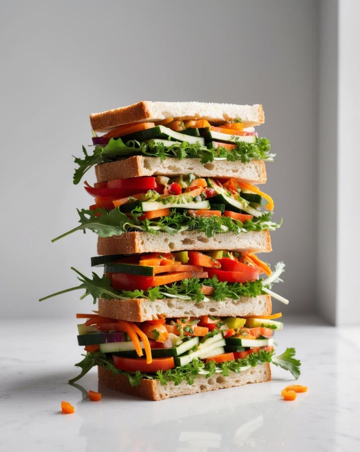 Fresh and Colorful Vegetable Sandwich Stack. Stock Photo - Image of ...