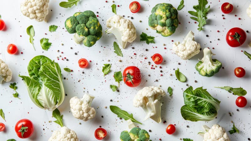 Fresh and Colorful Vegetables Gracefully Floating and Descending on a ...