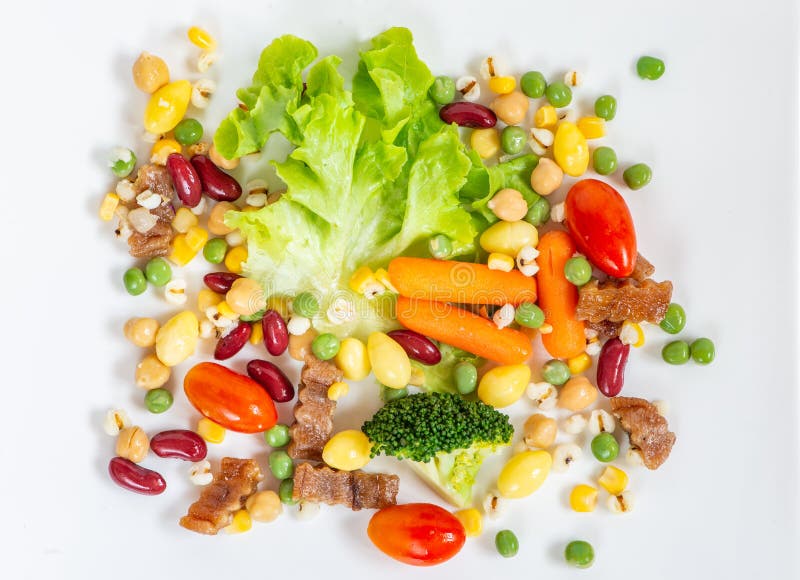 Vegetable Grains And Herbs On White Background Stock Photo - Image of ...