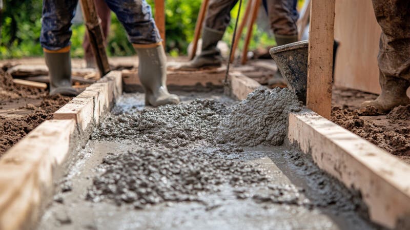 Fresh Concrete Being Poured into a Formwork for a New Construction ...