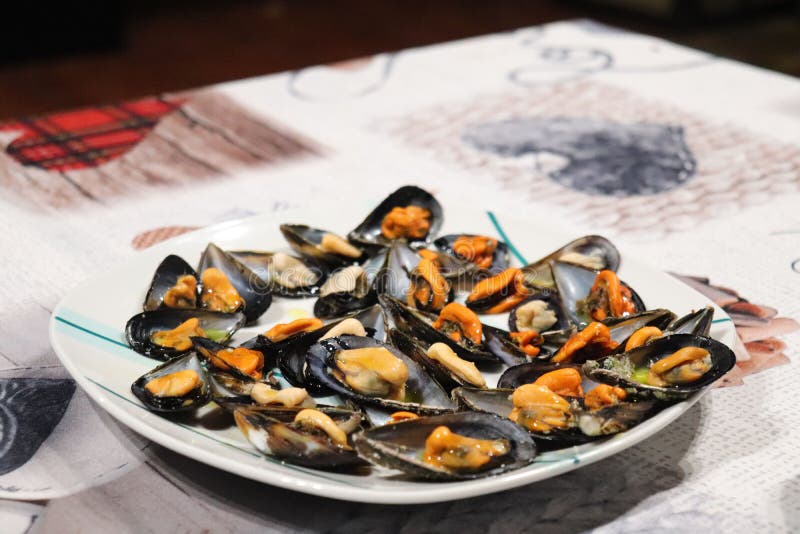 Fresh Cooked Mussels on the Plate Stock Image - Image of tasty ...