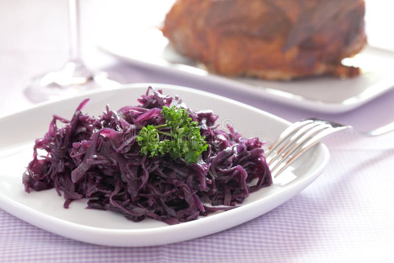 Fresh cooked red cabbage stock image. Image of plate - 19185455