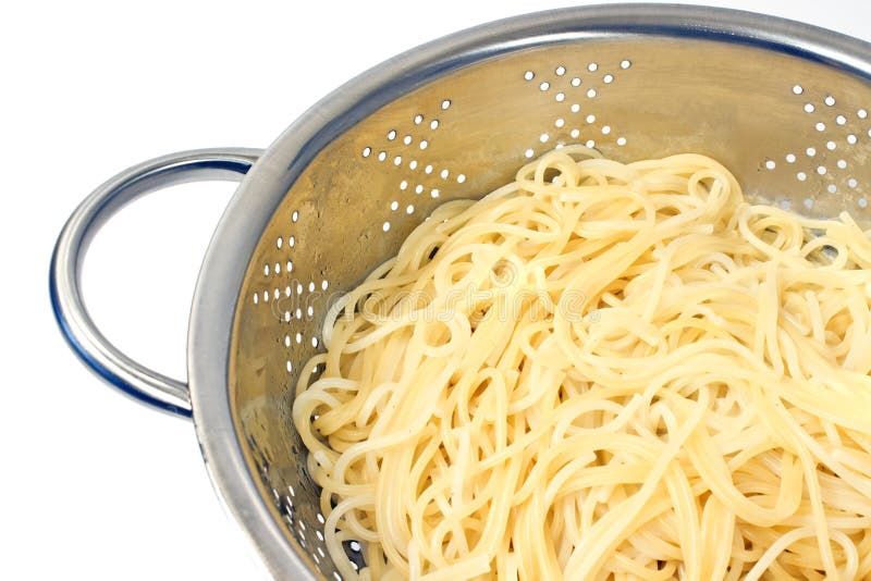 Fresh Cooked Spaghetti in Stainless Strainer Stock Image - Image of ...