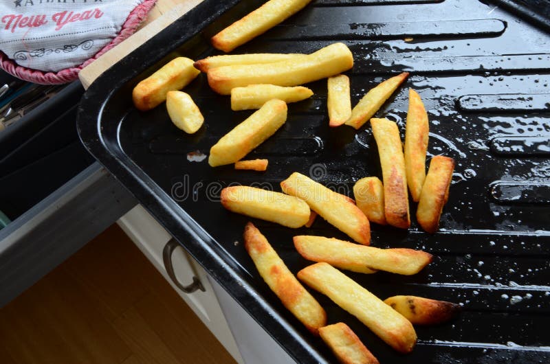 Fresh Cooked Twice Fried Potato Chips Stock Photo - Image of ...