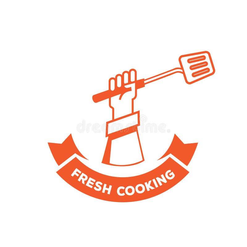 Fresh Cooking Logo with Hand Hold Turner Stock Vector - Illustration of ...