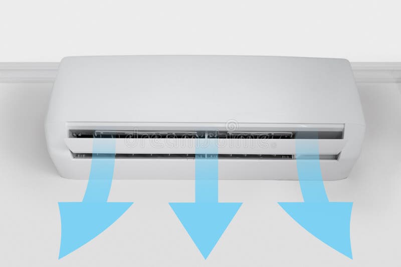Fresh Cool Air Flow, Shown by Blue Arrows, from a White Wall-mounted ...