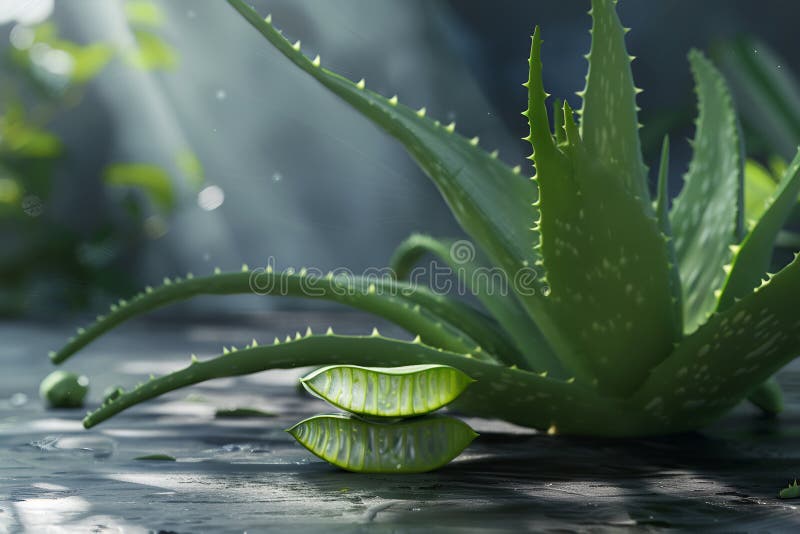 Fresh, Cool, Beautiful Aloe Vera Leaves with Dewdrops on Them Stock ...