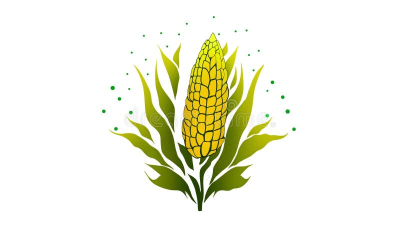 Fresh Corn on the Cob, Cartoon Kernels Maize. Green Corncob with Leaf ...