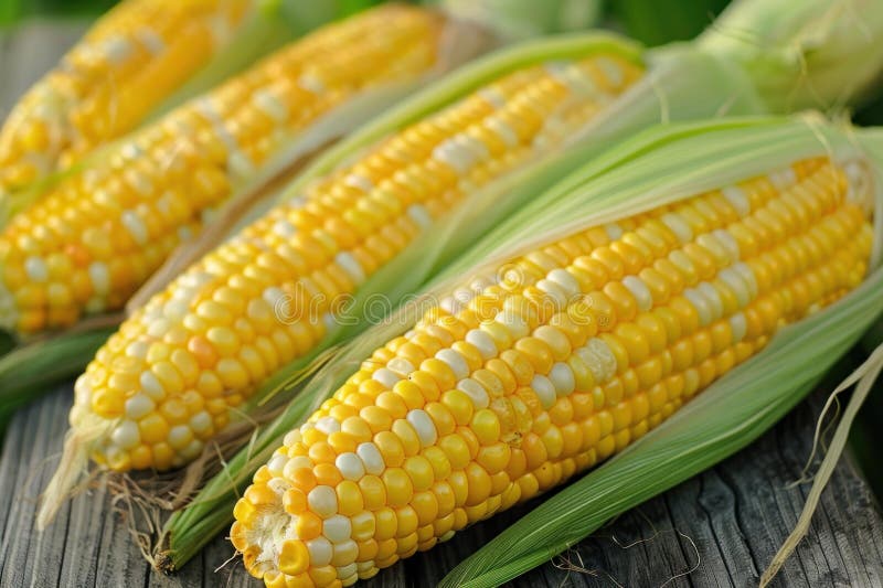 Fresh Corn on the Cob Displayed Outdoors Stock Illustration ...