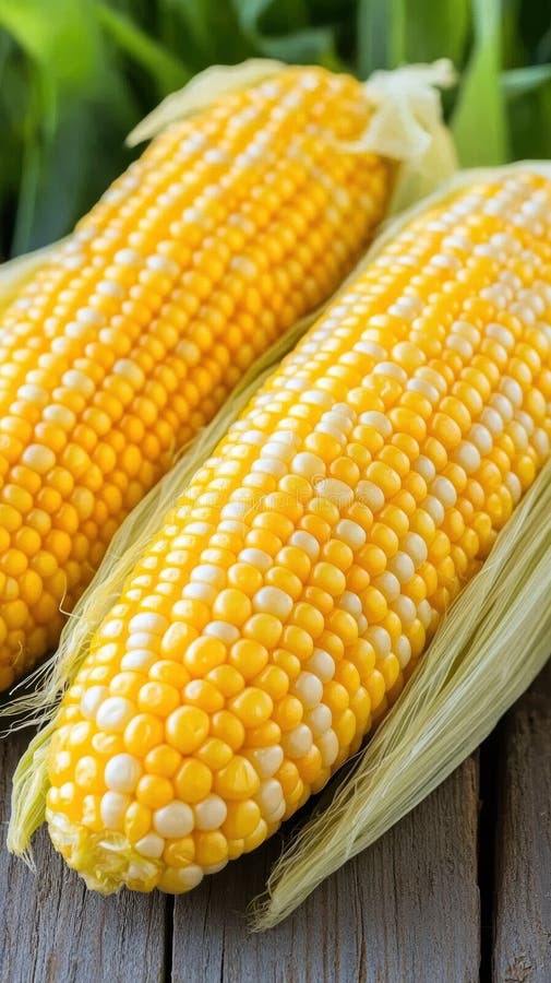 Fresh Corn on Cob with Husks Peeled Back Stock Illustration - Illustration of ingredient ...