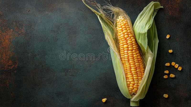 Fresh Corn Cob, a Single Ear of Corn with Its Husk Partially Peeled ...