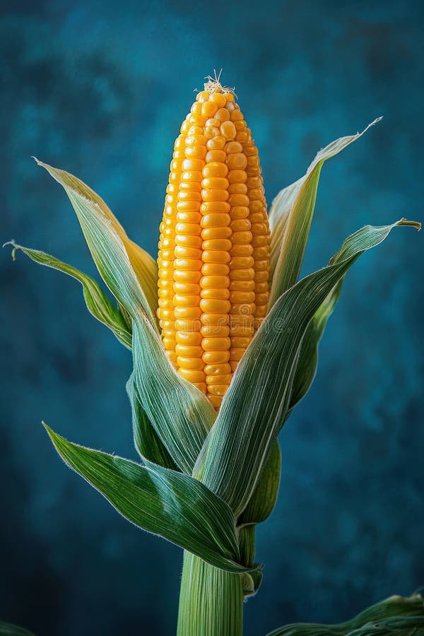 Fresh Corn Cob, a Single Ear of Corn with Its Husk Partially Peeled ...