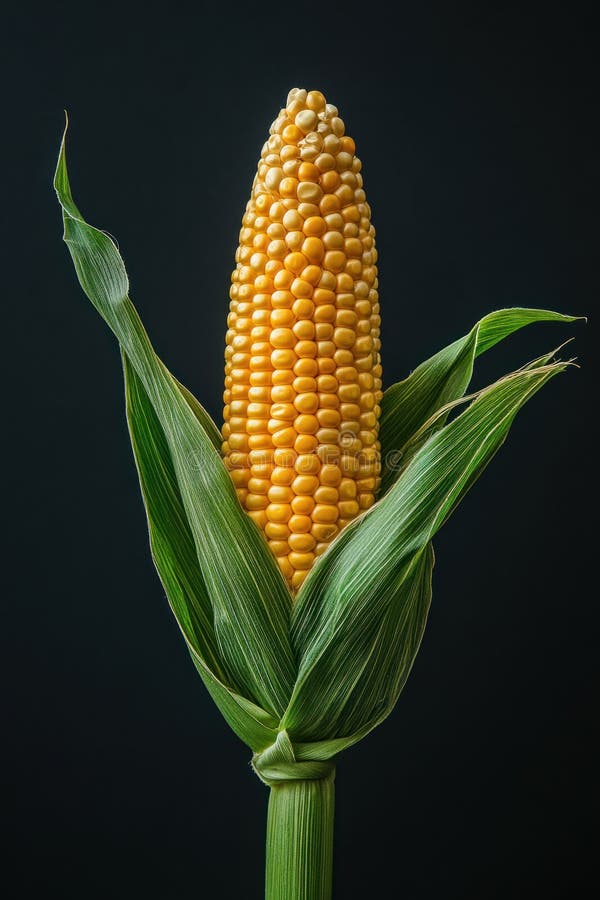 Fresh Corn Cob, a Single Ear of Corn with Its Husk Partially Peeled ...