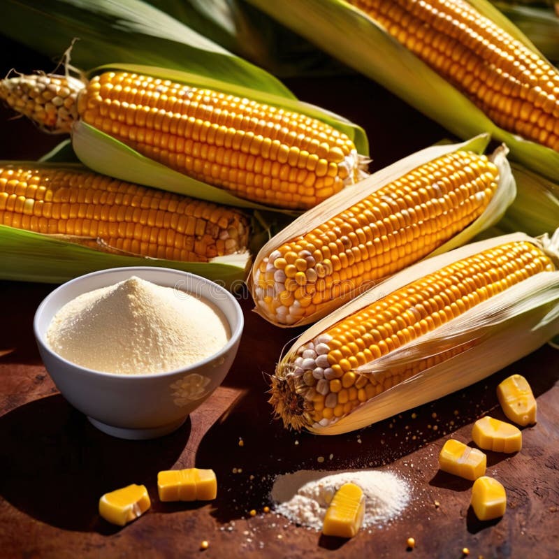 Fresh Corn with Corn Meal and Corn Flour, Processed Cooking Ingredients ...