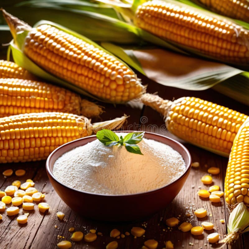 Fresh Corn with Corn Meal and Corn Flour, Processed Cooking Ingredients ...
