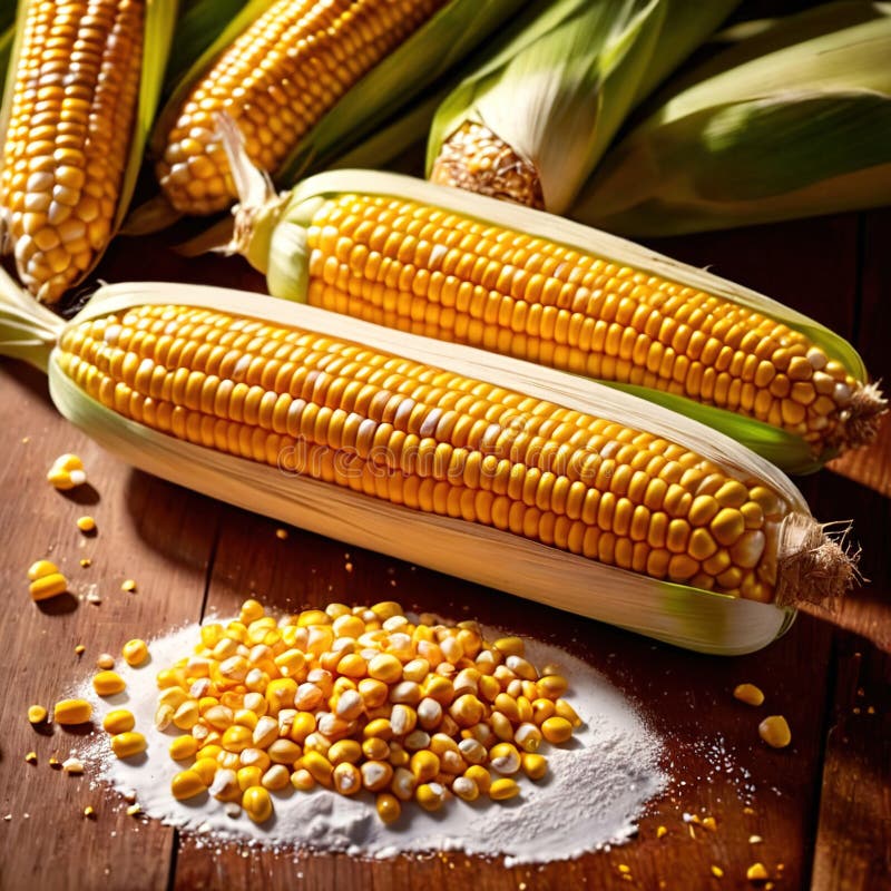 Fresh Corn with Corn Meal and Corn Flour, Processed Cooking Ingredients ...