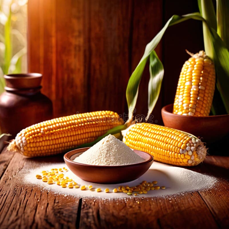 Fresh Corn with Corn Meal and Corn Flour, Processed Cooking Ingredients ...
