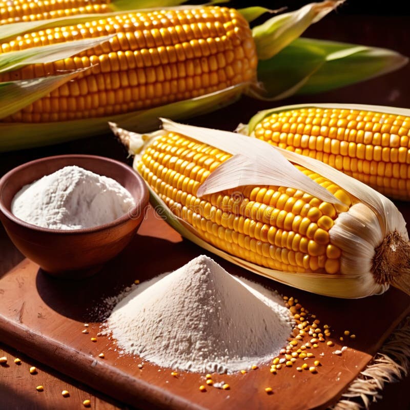 Fresh Corn with Corn Meal and Corn Flour, Processed Cooking Ingredients ...