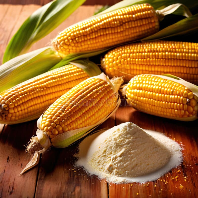 Fresh Corn with Corn Meal and Corn Flour, Processed Cooking Ingredients ...