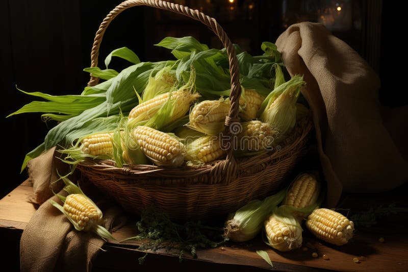 Fresh corn ears in a pap stock illustration. Illustration of fresh ...