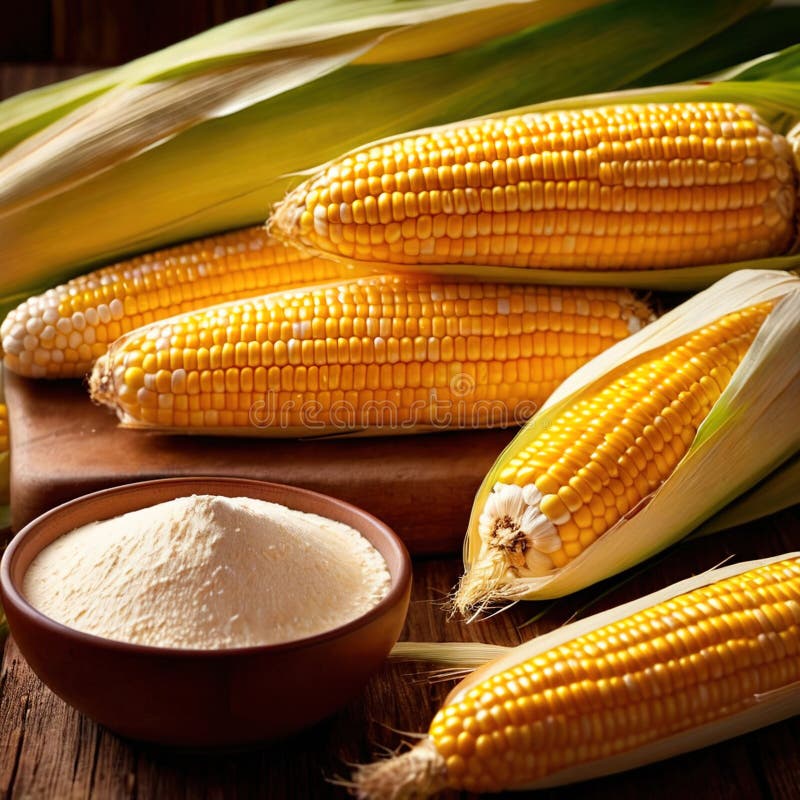 Fresh Corn with Corn Meal and Corn Flour, Processed Cooking Ingredients ...