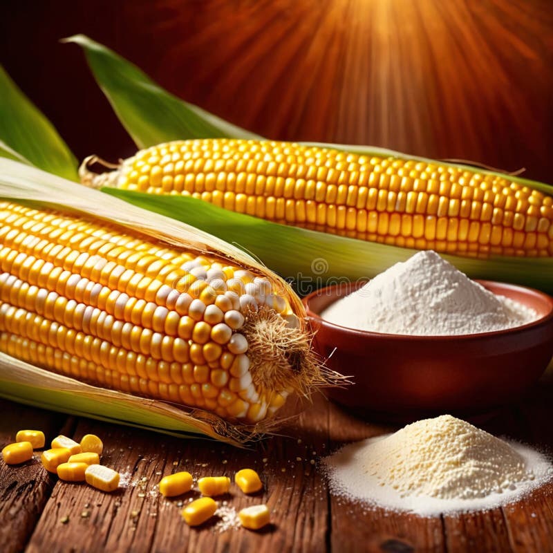 Fresh Corn with Corn Meal and Corn Flour, Processed Cooking Ingredients ...