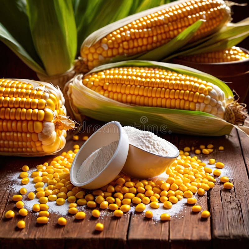 Fresh Corn with Corn Meal and Corn Flour, Processed Cooking Ingredients ...
