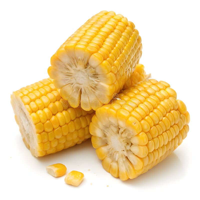 Fresh Corn Pieces Isolated on White Background Stock Illustration ...