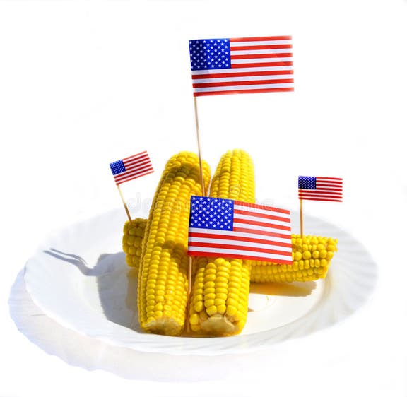 Fresh corn with us flags stock image. Image of agriculture - 25545259