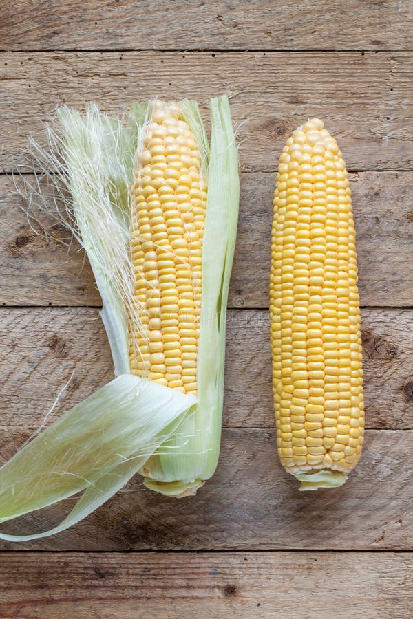 Fresh Corn on Wooden Table. Stock Image - Image of tasty, vitamin: 60021185