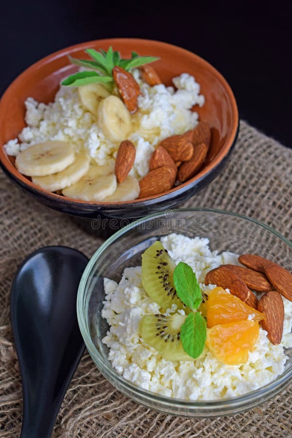 Fresh Cottage Cheese with Fruit. Stock Image - Image of breakfast ...
