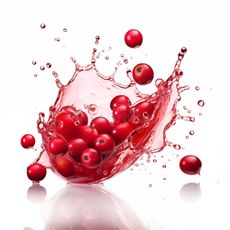 Fresh Cranberries Splash in Water with Droplets Creating a Vibrant ...