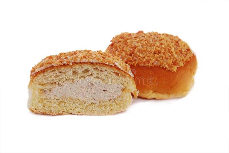 Fresh Cream Bakery Roll on White Stock Photo - Image of pastry, supper ...