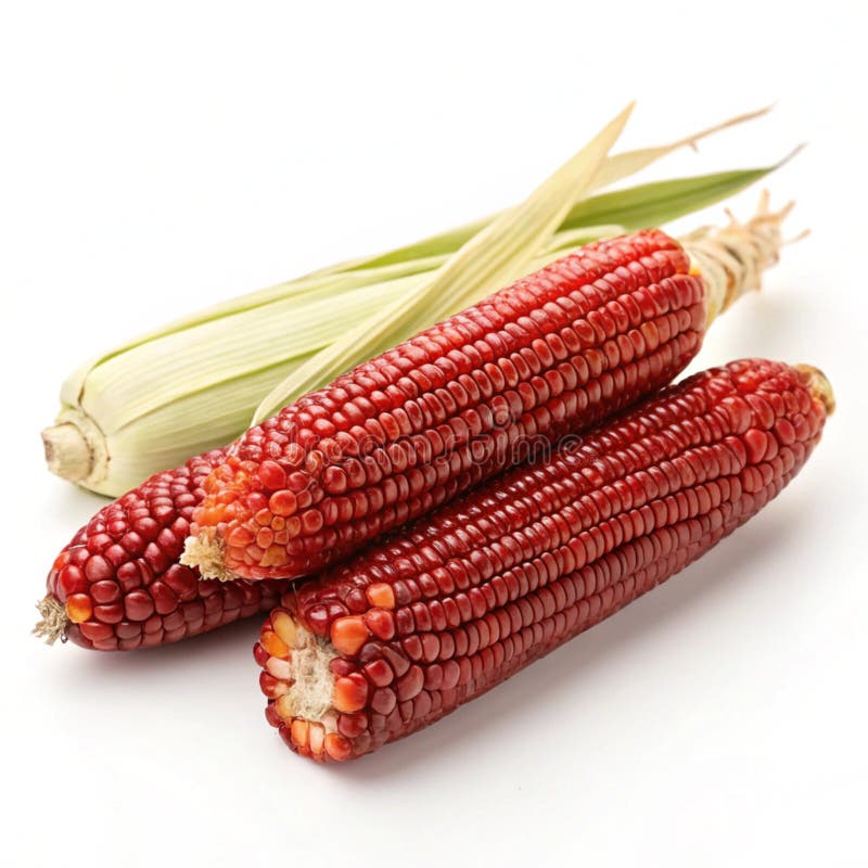 Fresh and Crispy (Thai Red Corn) Isolated on White Background Stock ...