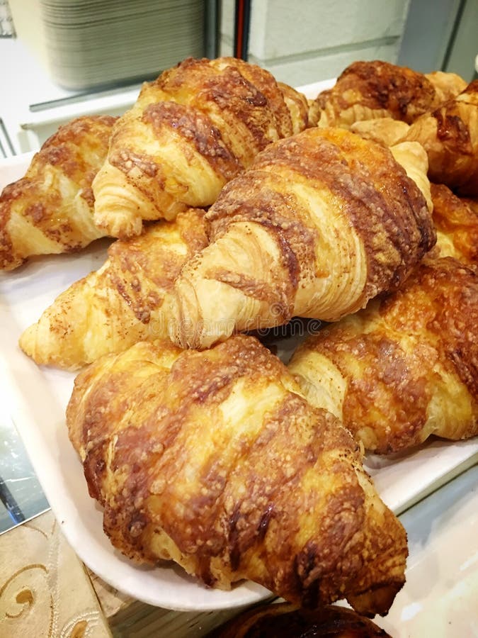 Fresh Croissant Bread on Buffet Line. Soft Focus Stock Image - Image of ...